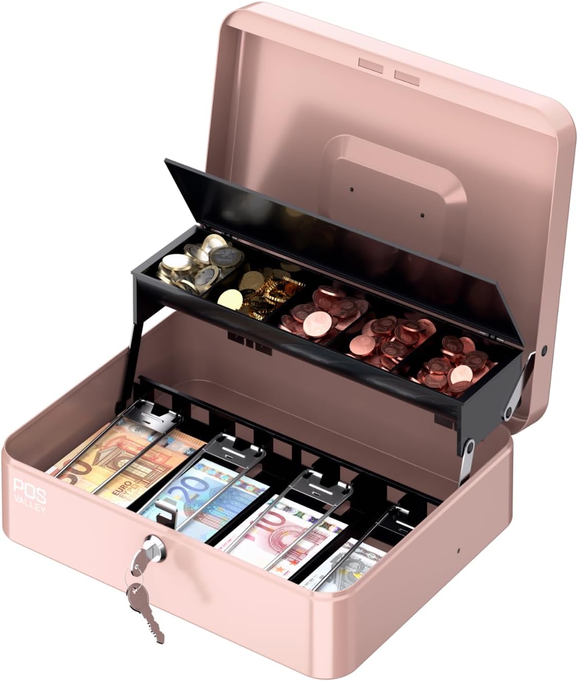 Portable Cash Box with Key Lock, Pink